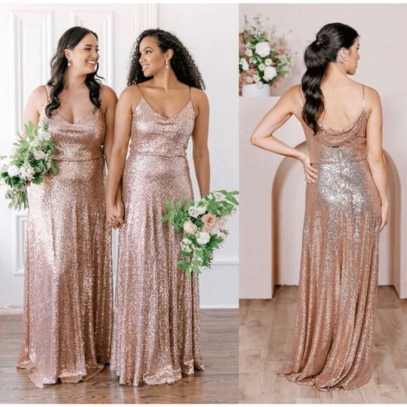 Revelry | Dresses | Revelryhazel Sequin Dress Sleeveless Rose Gold ...